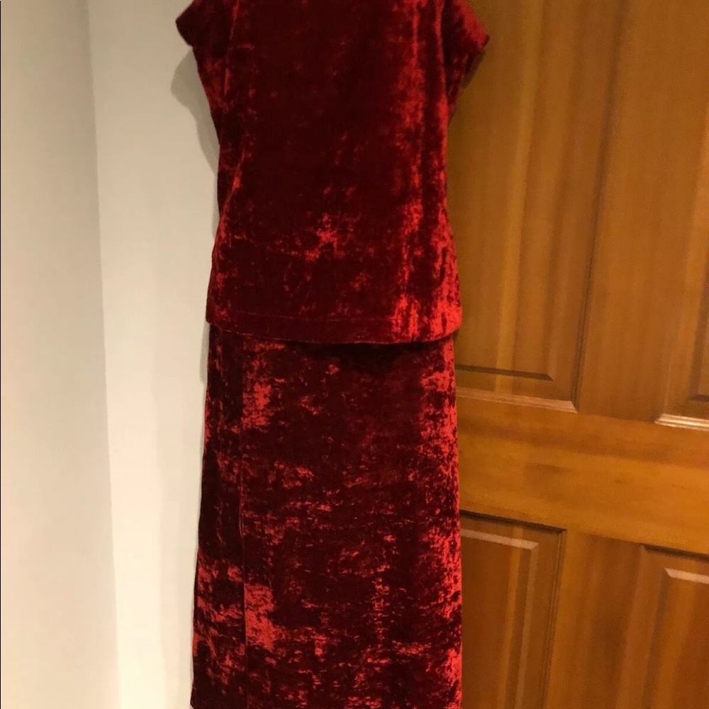 Byblos 2 Piece Red Velvet Skirt Set - Gem